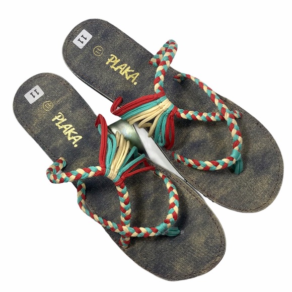 Plaka | Shoes | Plaka Oceanside Flip Flop Sandals Turquoise Red White ...